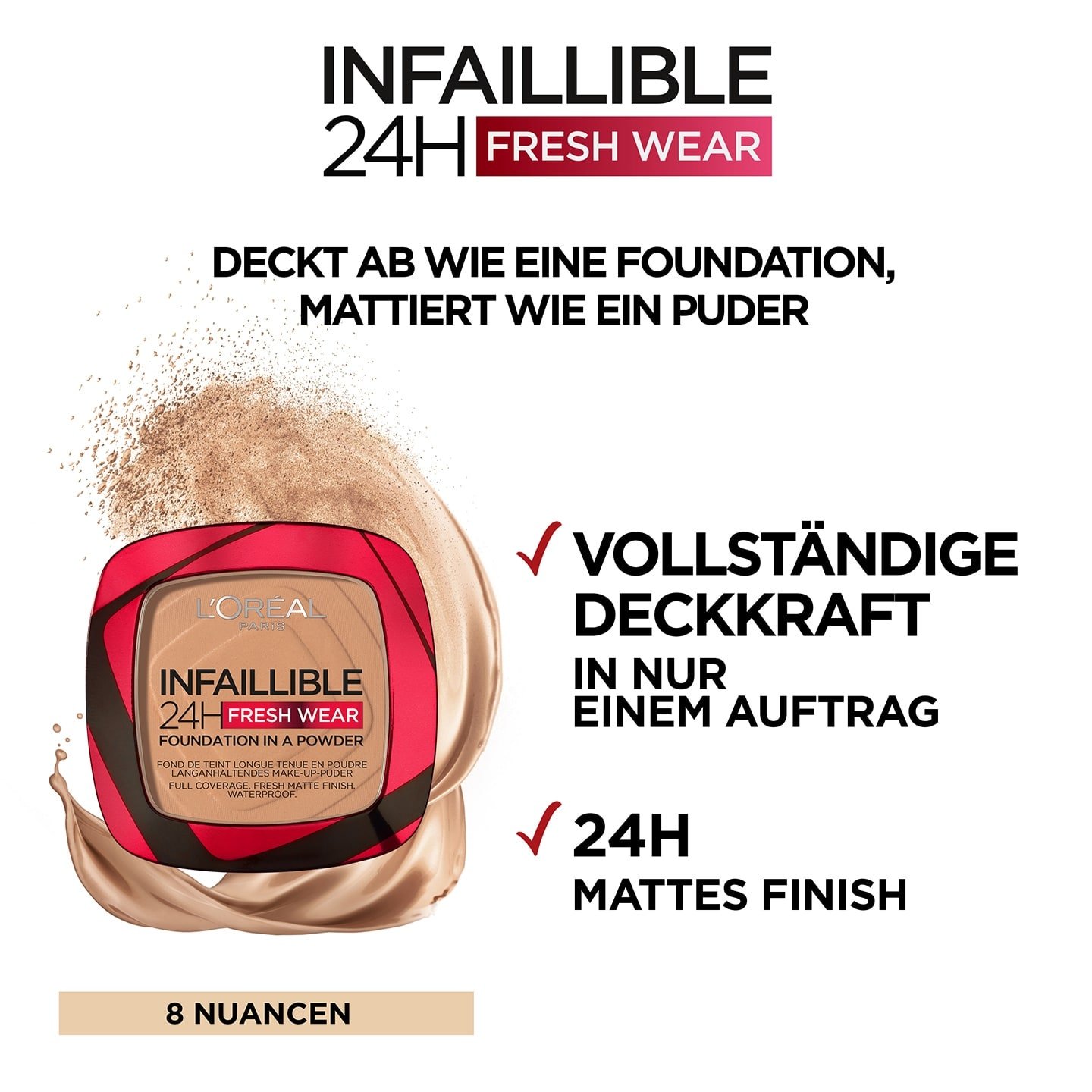 Infaillible Fresh Wear Puder-Make-up 180 Rose Sand | L’Oréal Paris
